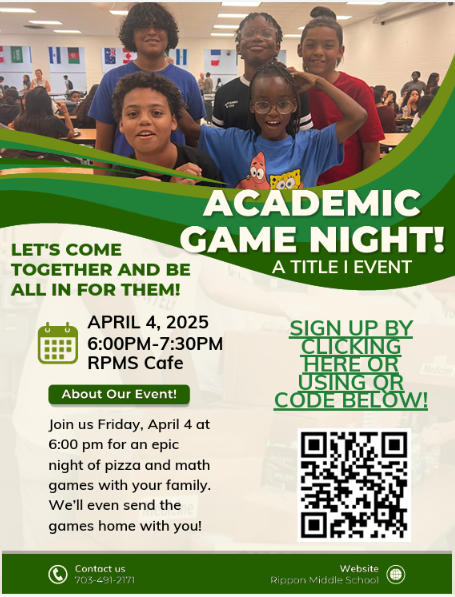 Family Math Game Night and Pizza (Sponsored by Title I) - Rippon Middle School