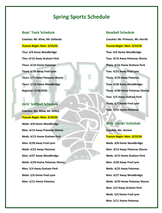 Athletics Calendar 2025-26 - Rippon Middle School
